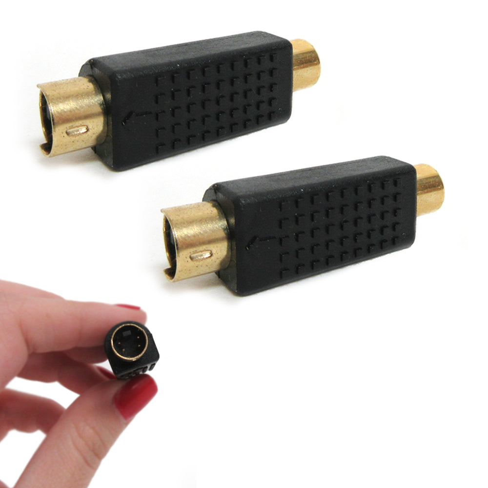 2 Male to RCA Jack Adapter S-Video Composite Video VHS SVHS Plug Conne ...