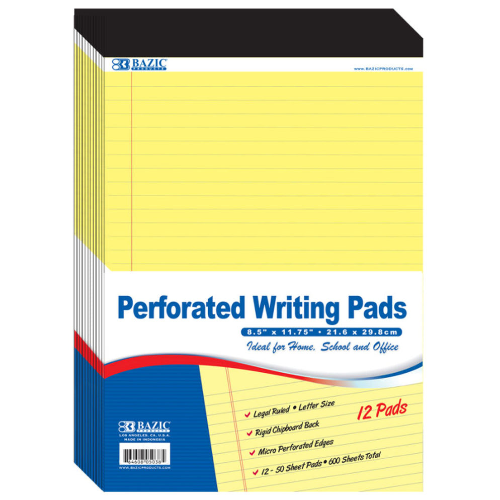 12 Ct Legal Note Pads Wide Ruled Pad Writing 8.5 x 11 Canary Yellow 50 ...
