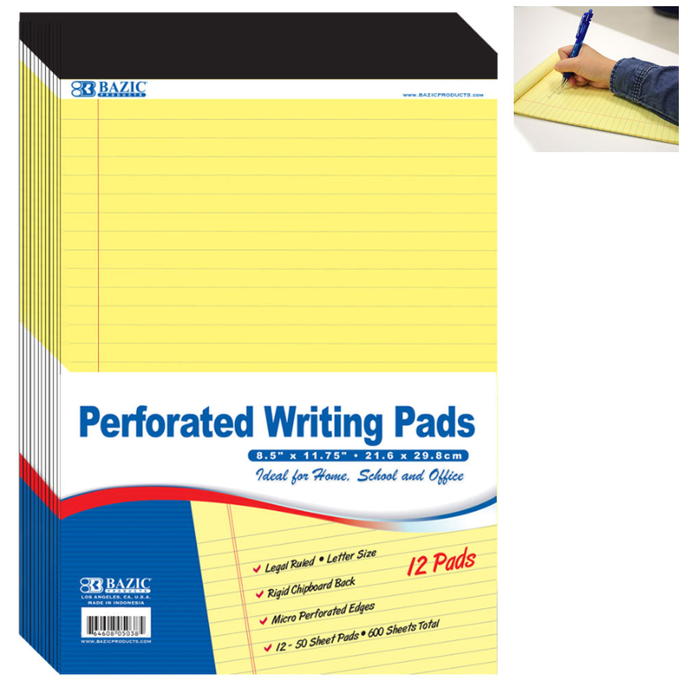 12 Ct Legal Note Pads Wide Ruled Pad Writing 8.5 x 11 Canary Yellow 50 ...