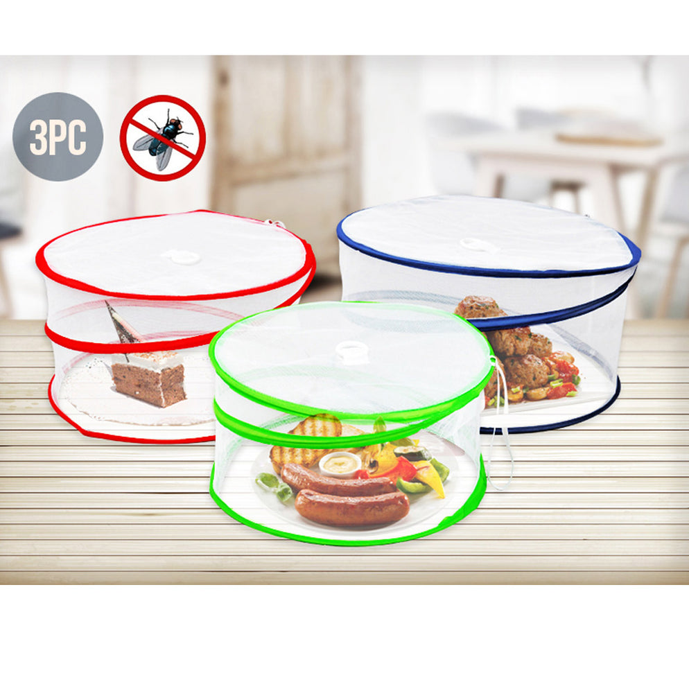 Set of 3 Pop Up Food Covers Mesh Screen Outdoor Picnic BBQ Tent Bug Pr ...