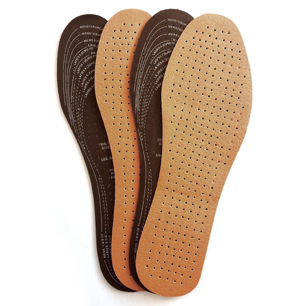2 Pairs Faux Leather Inner Soles Unisex Insoles Comfortable Cut Size A ...