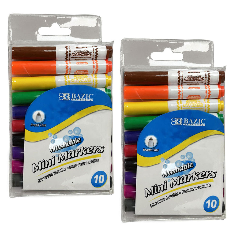 20 Color Mini Washable Markers Broad Line Kids Art School Drawing Colo ...