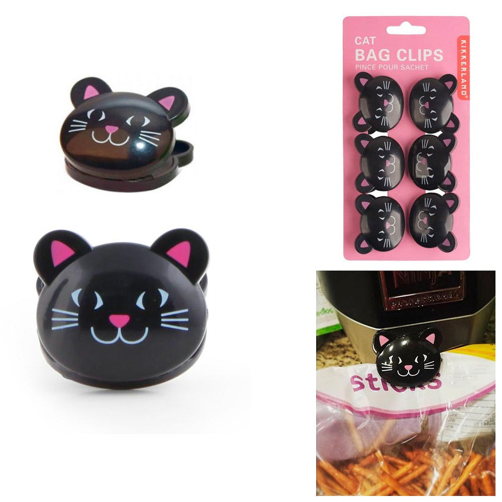 12 Kikkerland Cat Chip Bag Clips Sealing Food Snacks Seal Tight Kitche ...