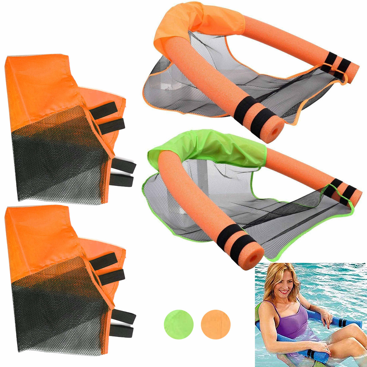 2 Pc Floating Pool Noodle Chair Water Hammock Raft Float Seat Harness ...