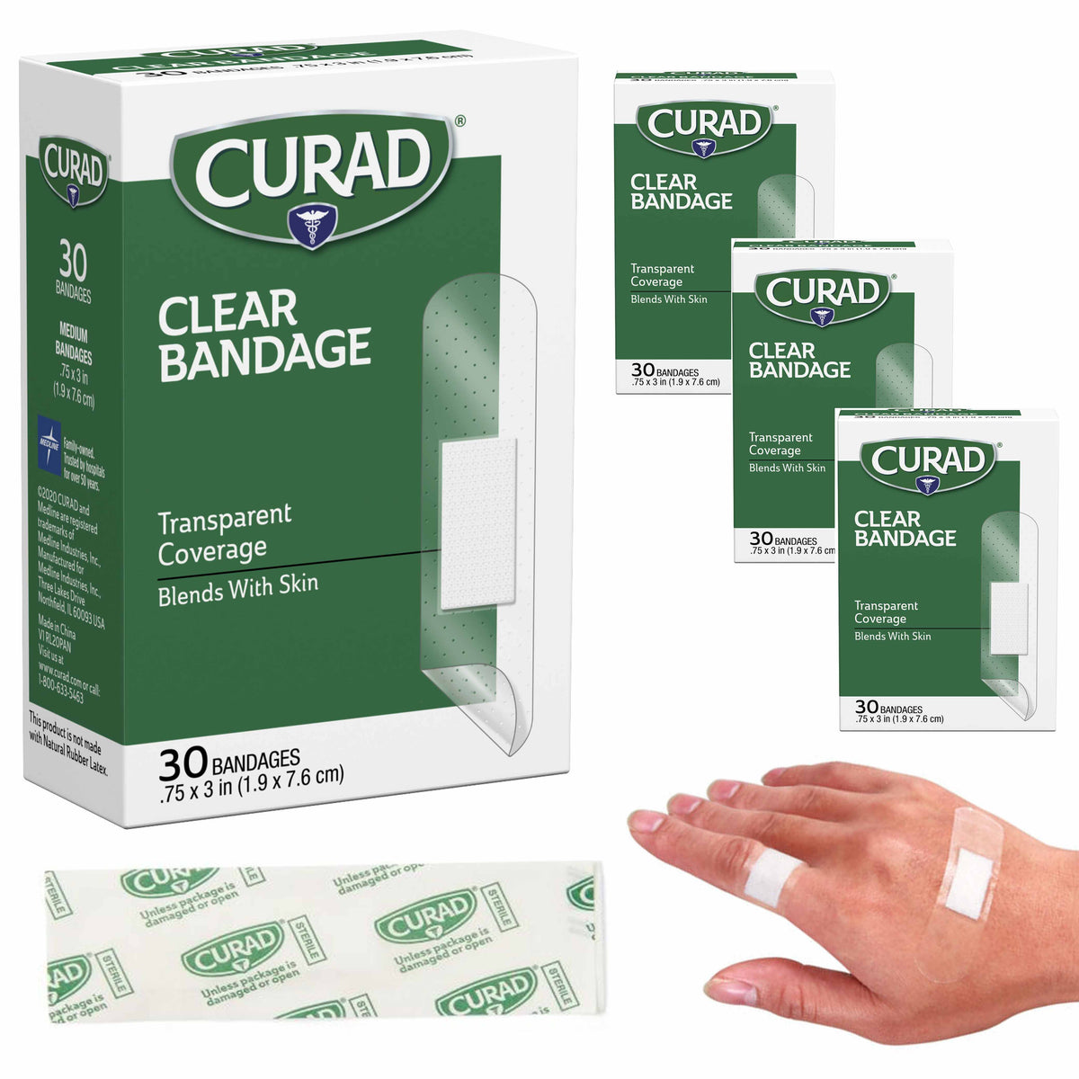 120 Ct Clear Bandages Transparent Adhesive Sheer Heal Wounds First Aid ...