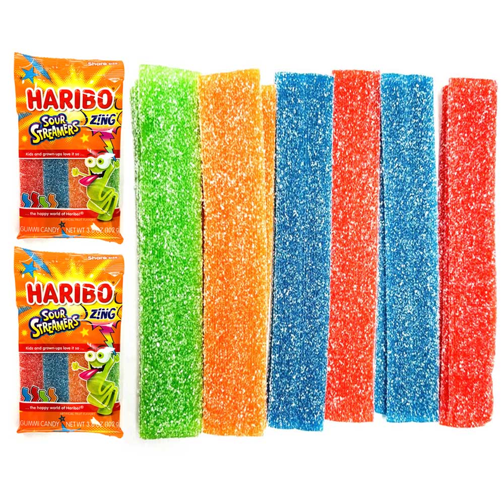 2 Bags Haribo Sour Streamers Gummies Gummy Chewy Candy Gummi Treat 3.6 ...