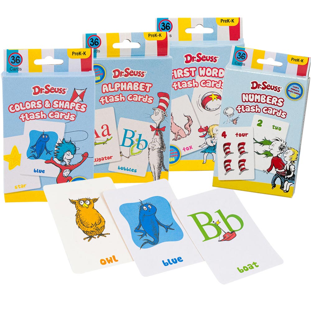 Dr Seuss 144 Flash Cards PreK-K ABC Words Numbers Colors Shape Game Ed ...