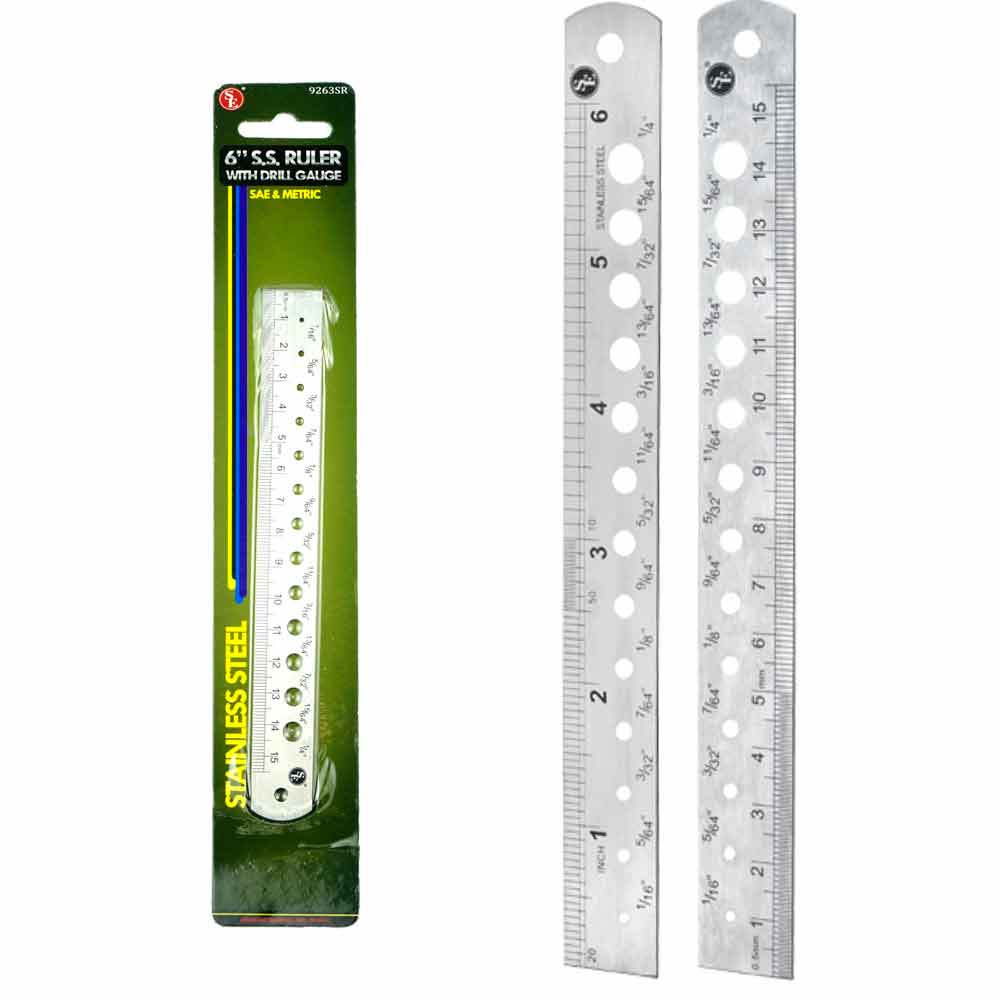 1 Stainless Steel 6" Sae Metric Machinist Ruler Rule Drill Gauge 1/16 ...