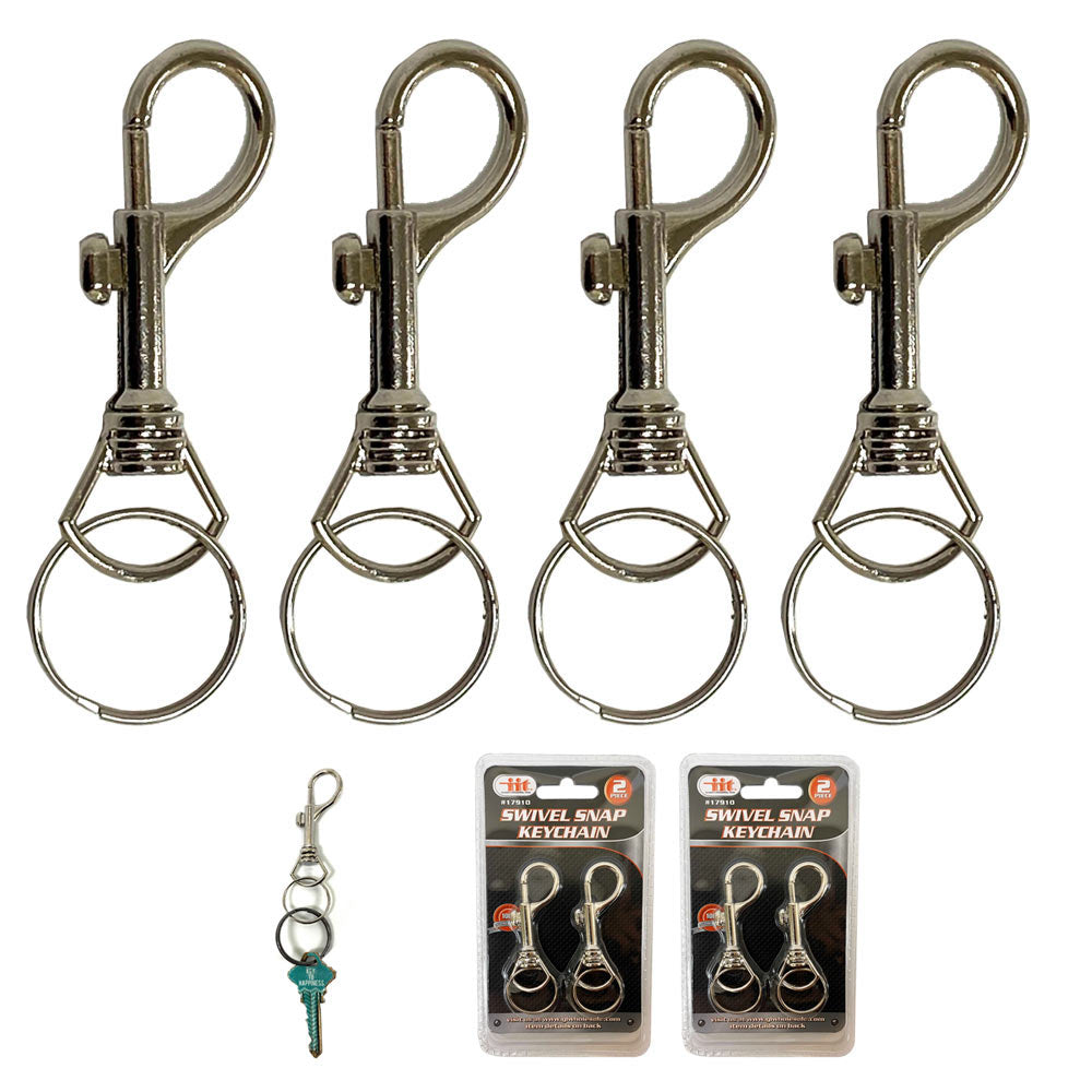 Lot Of 4 Jumbo Snap Clip Keychains Rings Swivel Trigger Round Eye Lobs ...