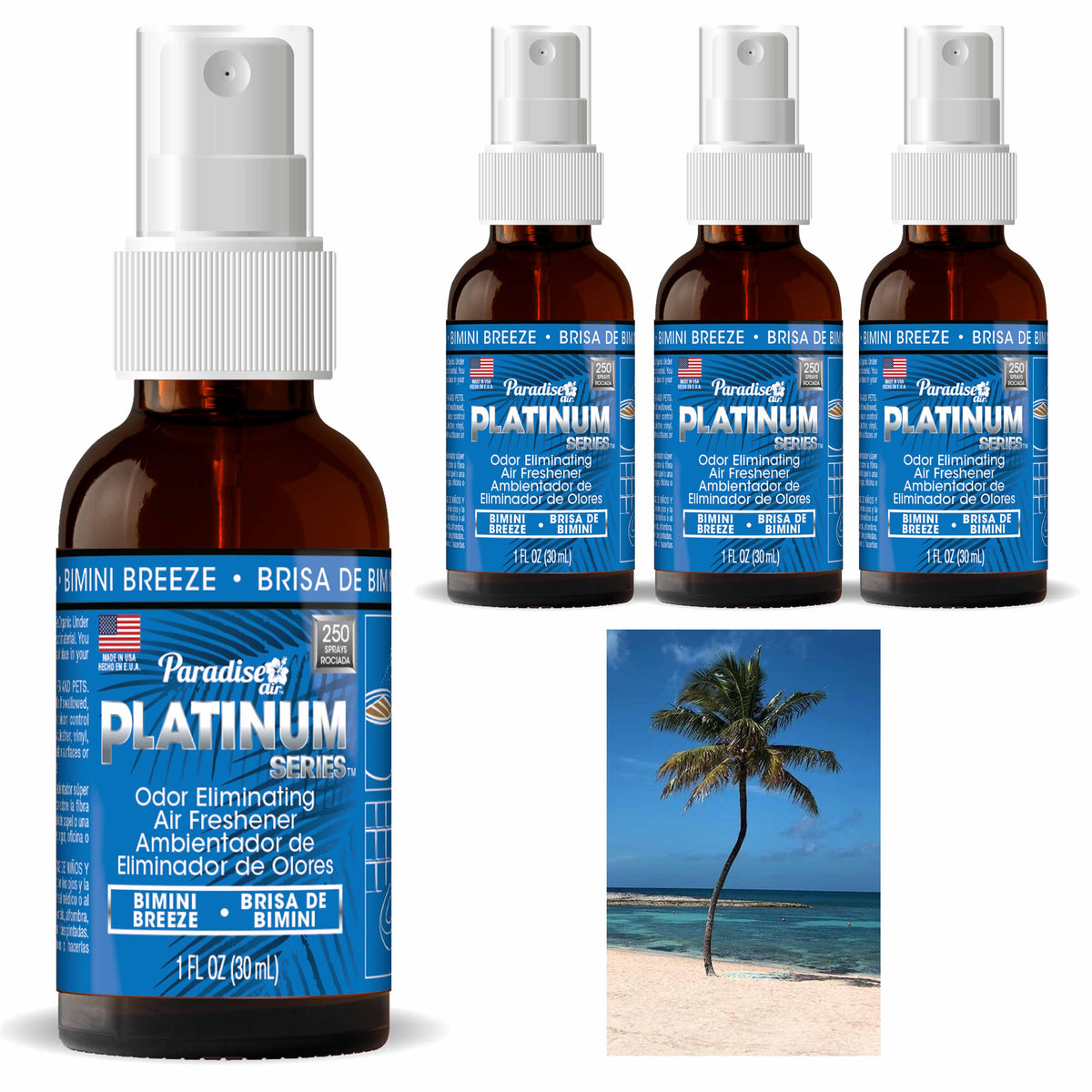 4 Paradise Platinum Air Freshener Spray Odor Eliminator Fragrance Scen ...