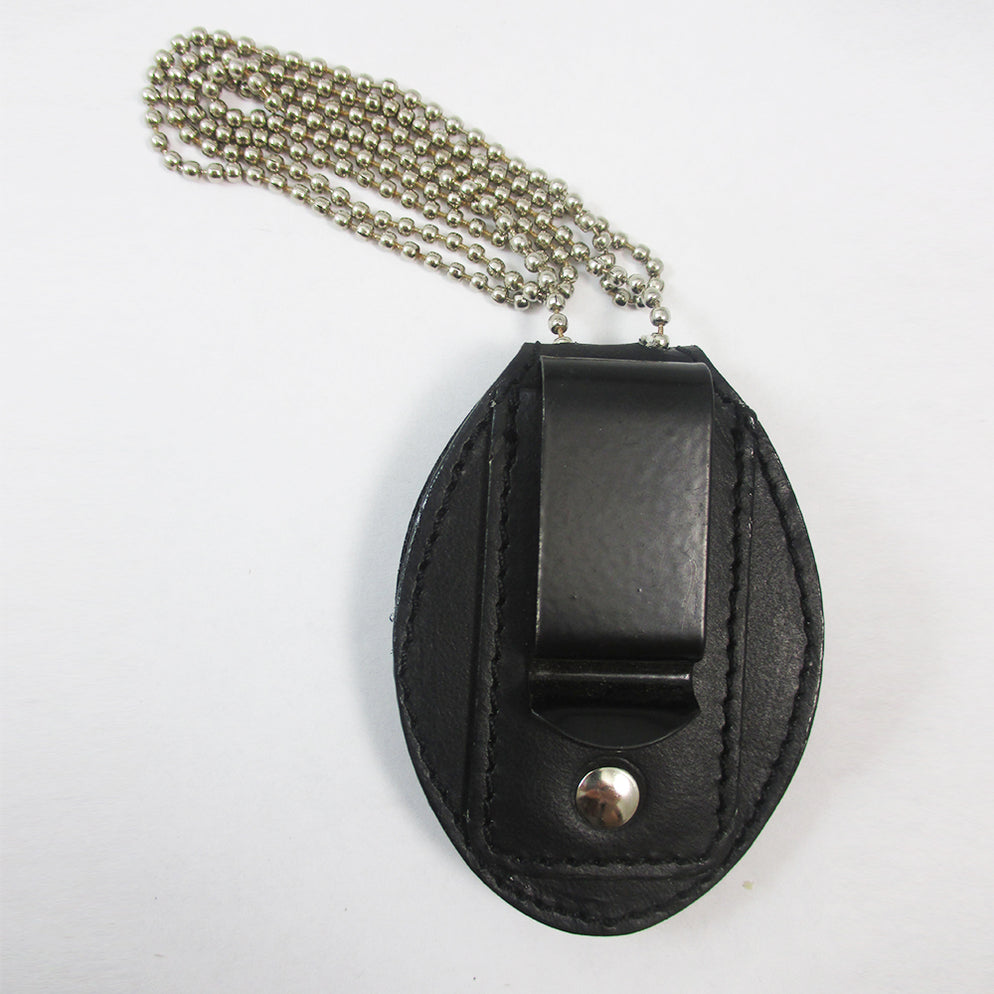 Leather Badge Neck Chain Belt Clip Holder Police Detective Law Enforce ...