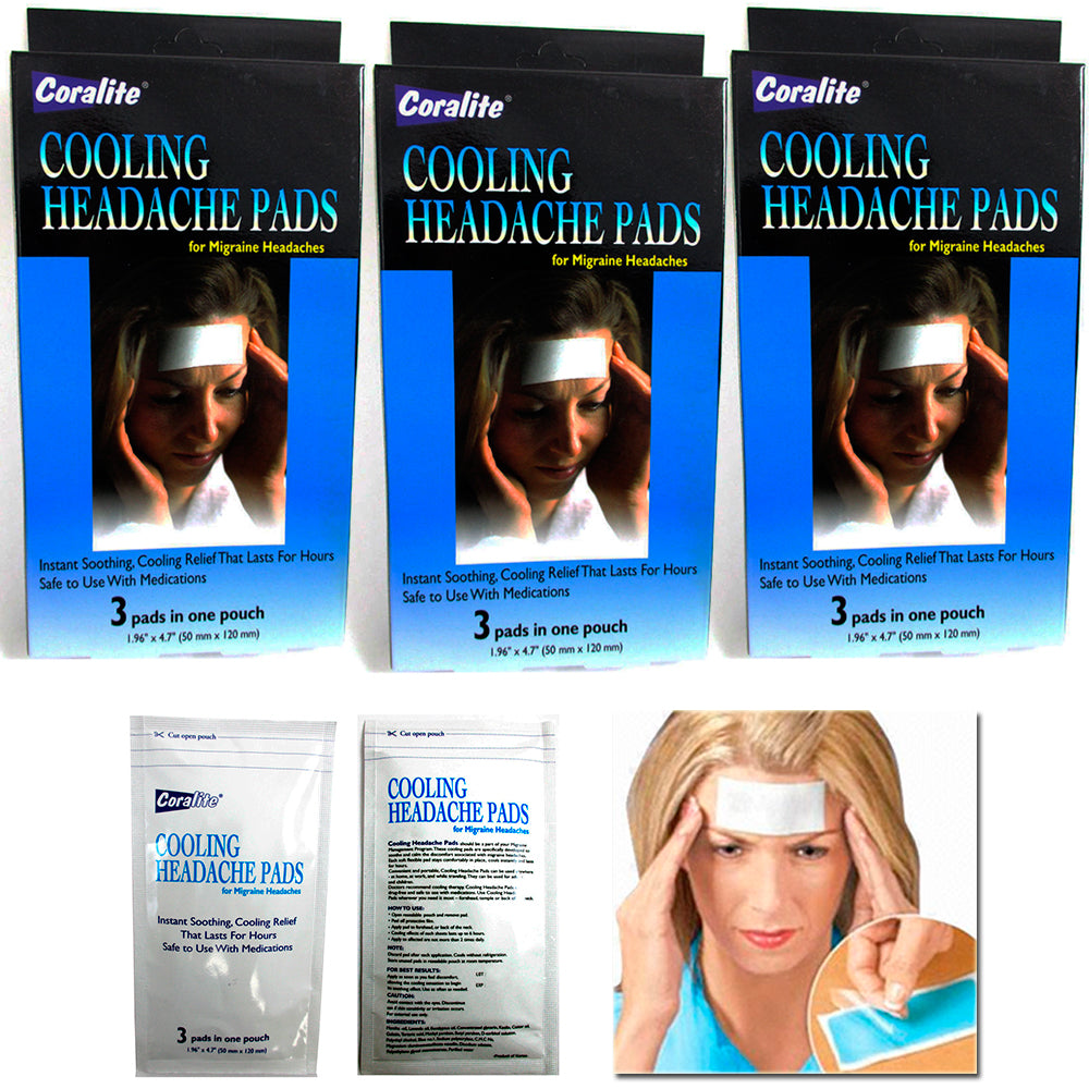 9 Pc Cooling Migraine Headache Pads Soothing Pain Relief Therapy Coral ...