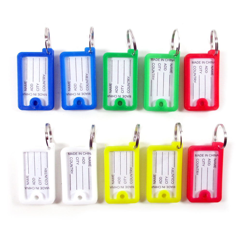 10 Pc Color Coded Key Tags Keychain Split Rings Labels Color Plastic K ...