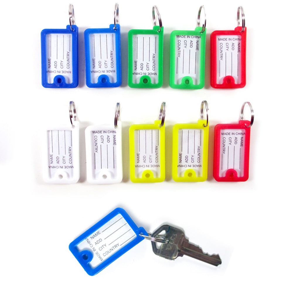 10 Pc Color Coded Key Tags Keychain Split Rings Labels Color Plastic K ...