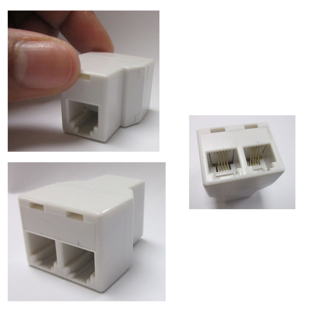Phillips 2 Way Phone Jack Splitter Adapter Duplex Connector Telephone ...