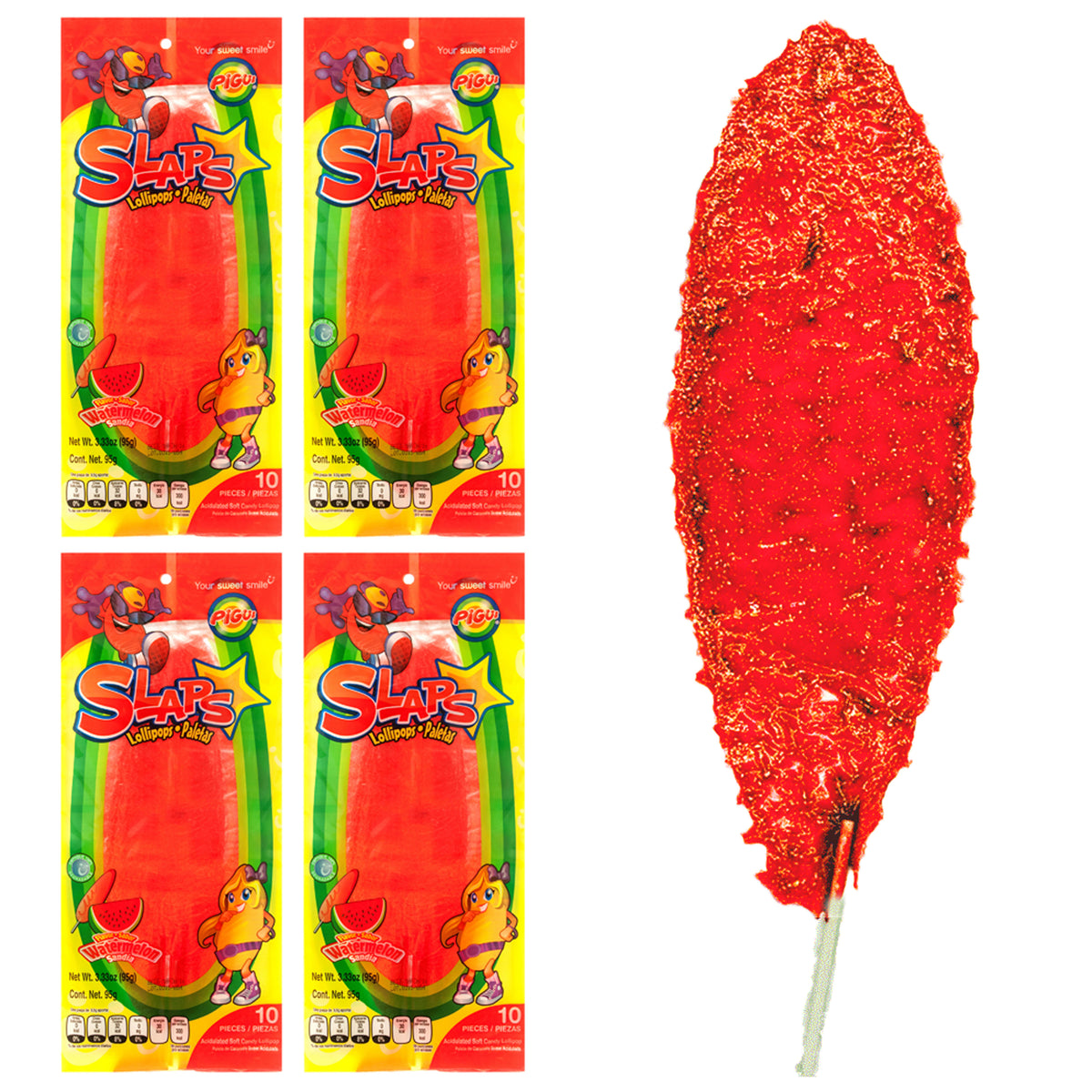 40 Pc Pigui Slaps Mexican Lollipops Watermelon Flavor Paletas Sandia C ...