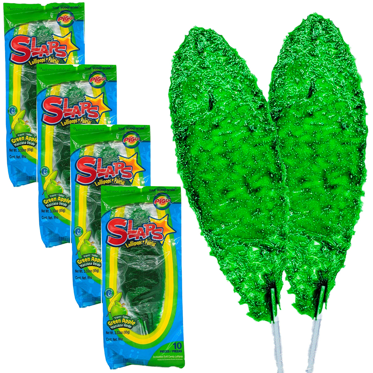 40 Pc Mexican Paletas Lollipops Slaps Green Apple Manzana Flavor Cache ...
