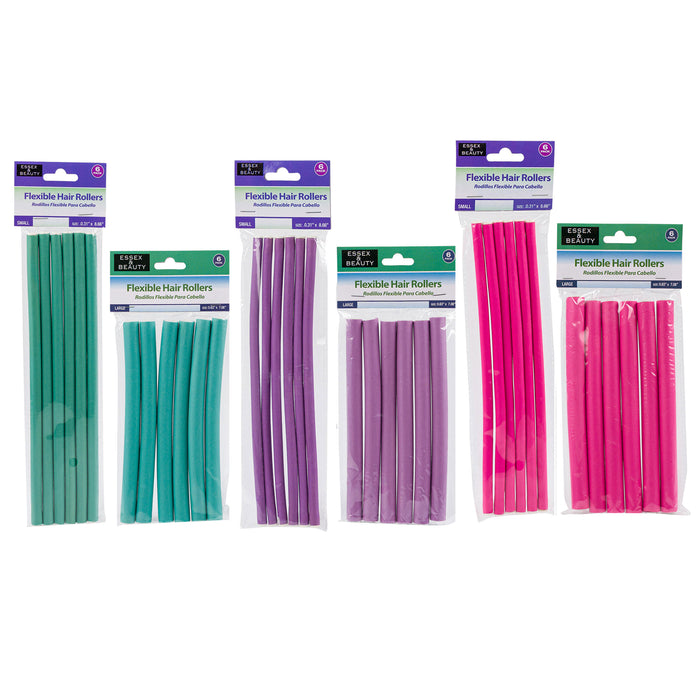 24 Pc Large and Small Flexi Rods Curl Hair Rollers Perm Curlers Soft F ...