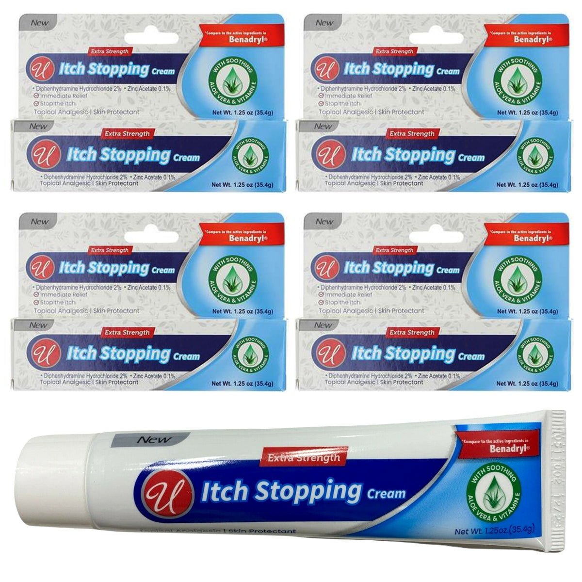 4 Packs Extra Strength Stop Itching Cream Anti-Itch Ointment with Aloe ...