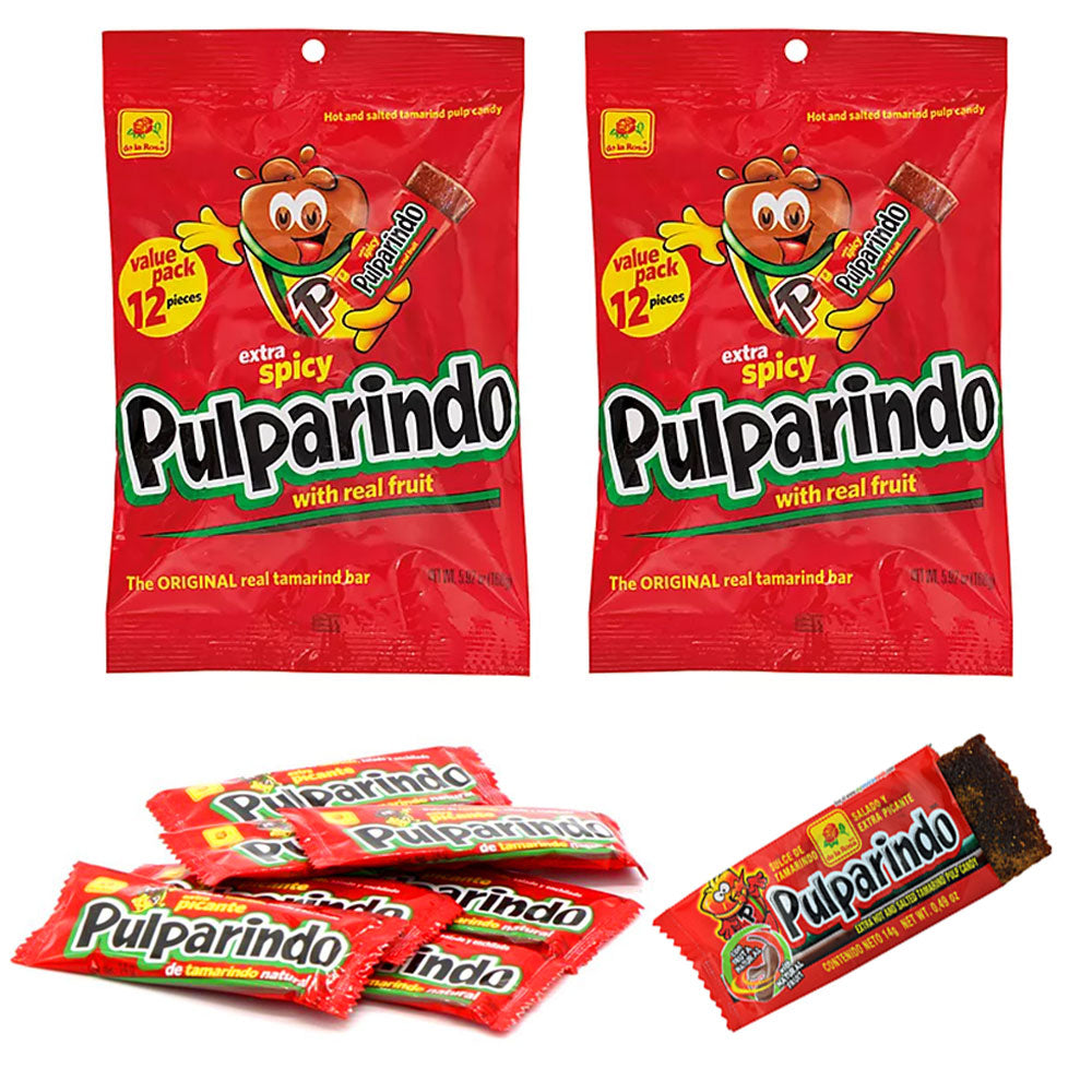24 Pc Extra Spicy Pulparindo Flavor Tamarindo Pulp Hot Salted Mexican ...