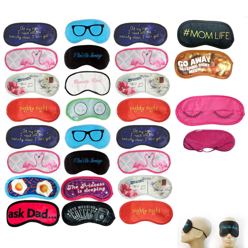 4 Pc Silk Embroidered Travel Eye Mask Sleeping Blindfold Cover Shade S ...