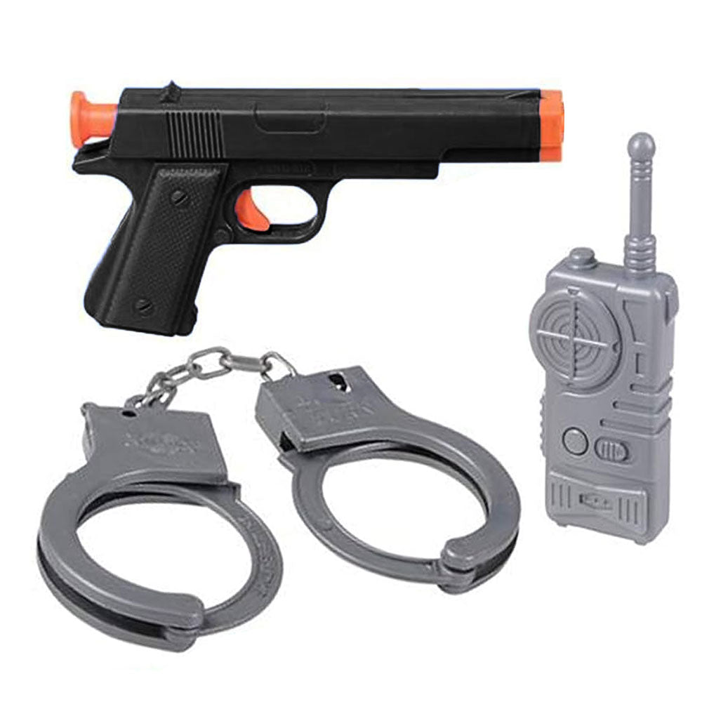 3 Pc Kid Police Novelty Toy Gun Handcuffs Radio Sheriff Costume Party ...