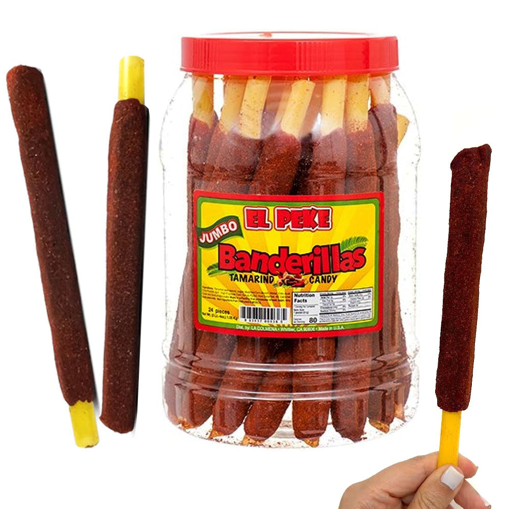24 Pc El Peke Jumbo Banderillas Tamarind Candy Straw Mexican Chili Tam ...