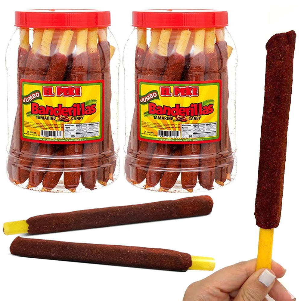 48 Pc Mexican El Peke Jumbo Banderillas Tamarind Candy Straw Chili Tam ...