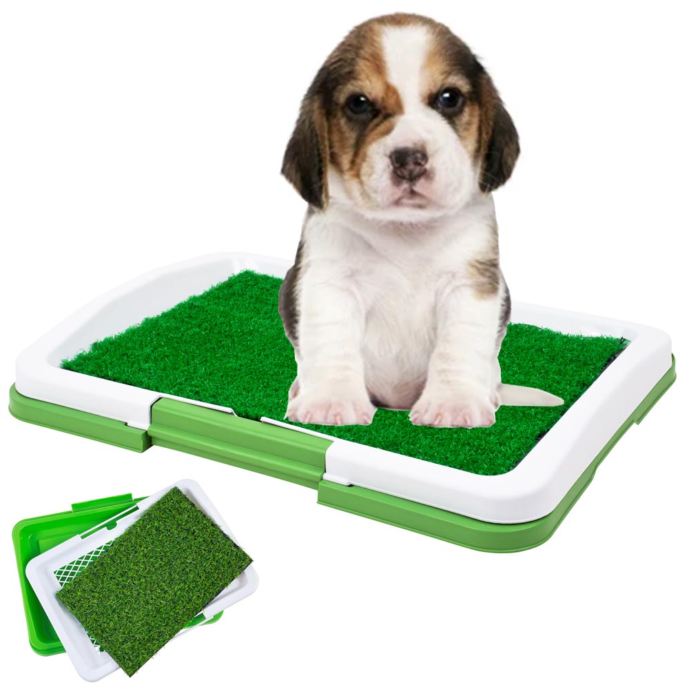 Indoor Dogs Potty Trainer Puppy Pee Pad 18" x 13" Tray Artificial Gras ...