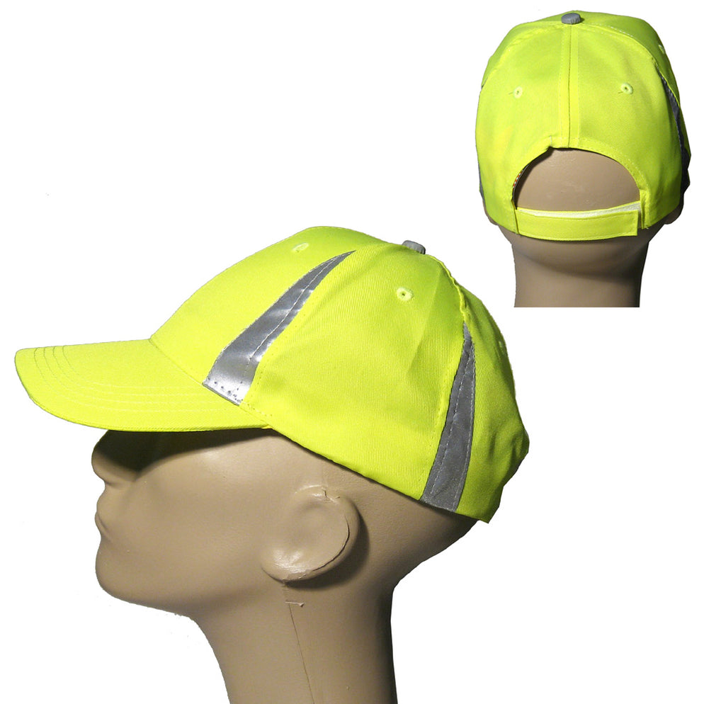 Reflective Safety Hat Neon High Visibility Baseball Cap Outdoors Sport ...