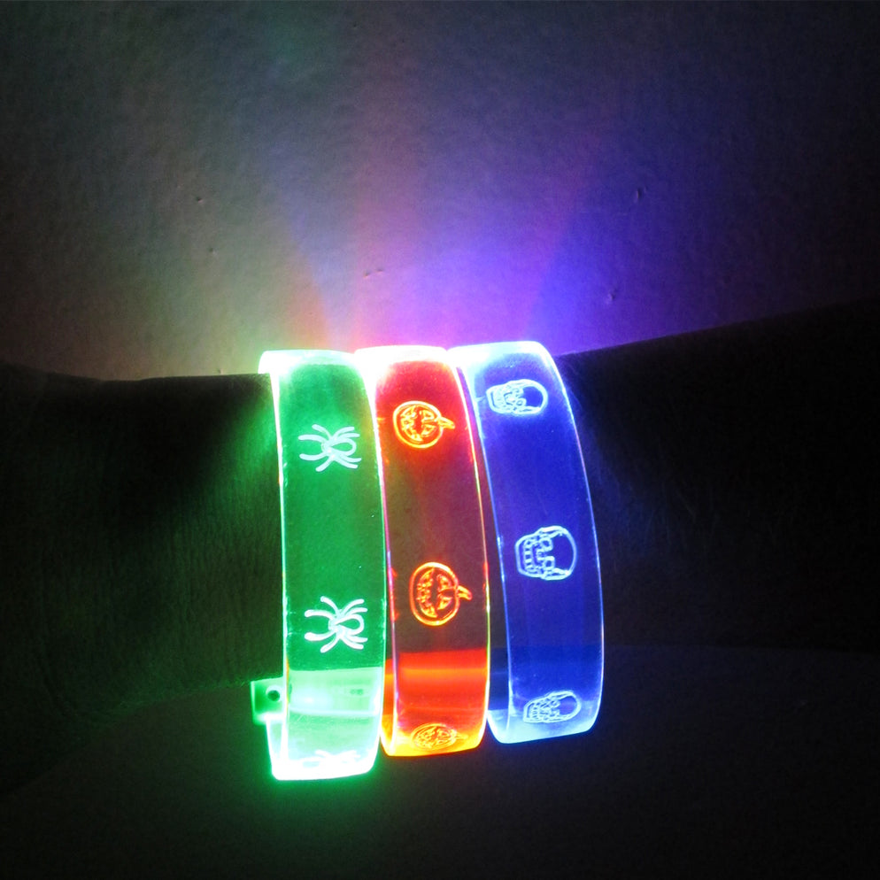 Set of 3 LED Light Up Bracelets Flashing Glow Bangle Party Favors Neon ...