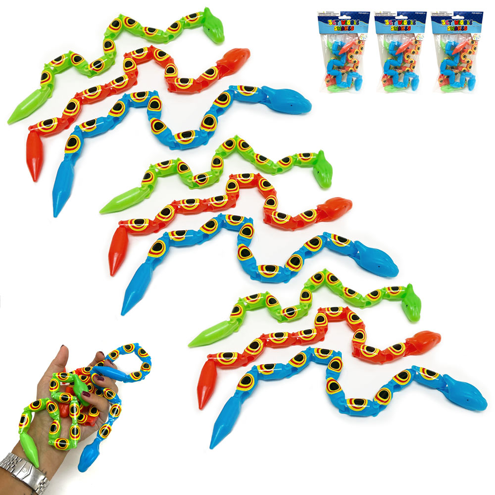 9 PCS Jointed Snake Toys Wiggle Plastic Snakes Party Favor Kids Sensor ...