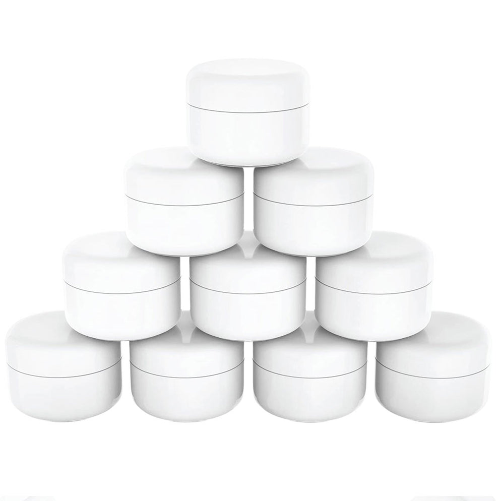 24 Plastic Containers With Lids WHITE 2.5 oz Cosmetic Jars Double Wall ...