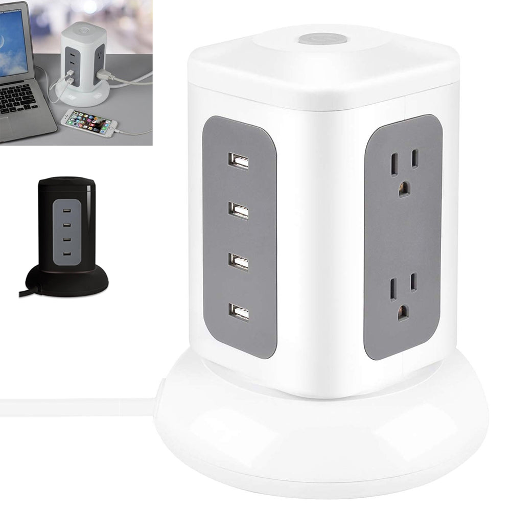 10 USB Port Tower Outlet Smart Charging Surge Protector Power Strip Un ...