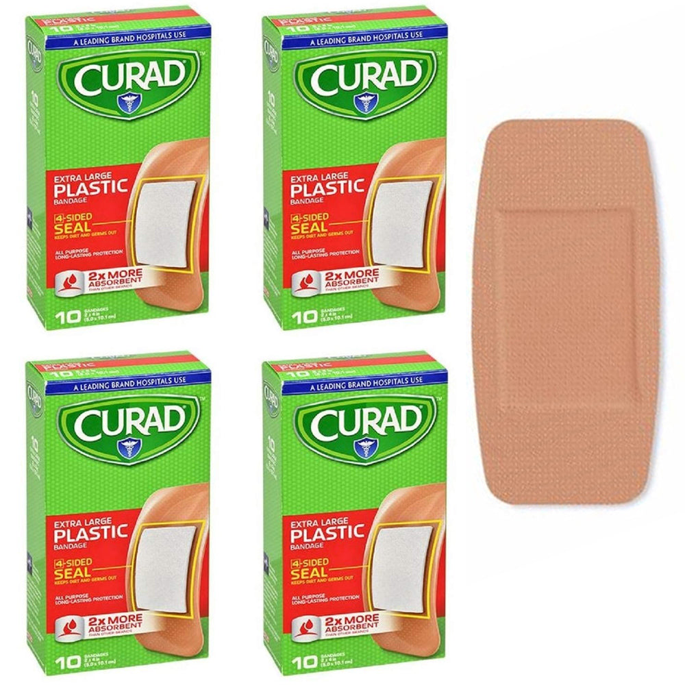 40 Ct Extra Large Antibacterial Bandages Heal Wounds Cut Latex Free Ad ...