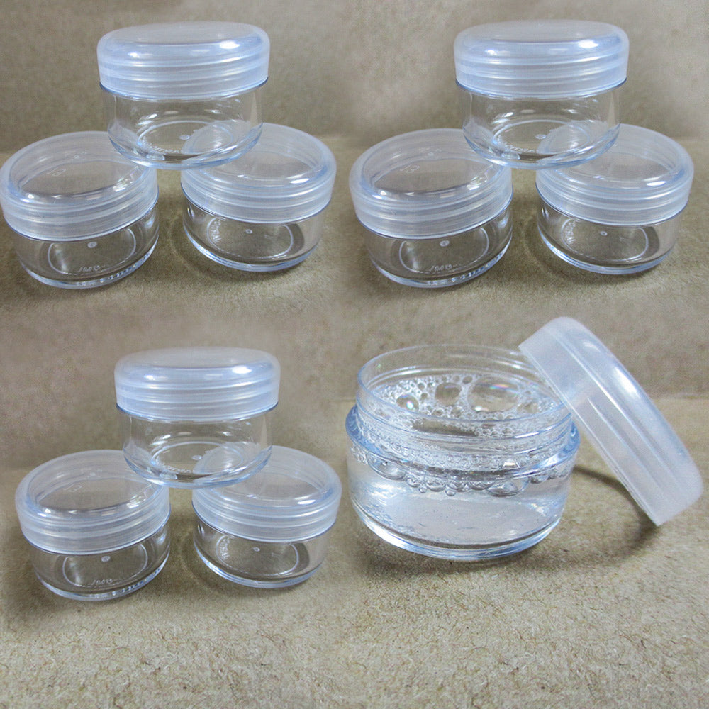 10 Empty Cosmetic Container 8gr Plastic Sample Clear Makeup Face Cream ...