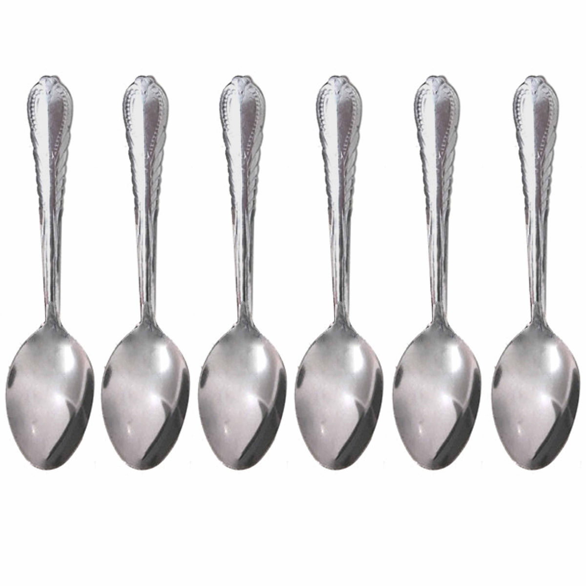 6 Pc Stainless Steel Dinner Spoons Flatware Silverware Cutlery Soup Ut ...