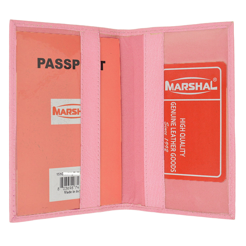Pink Leather Passport Cover Holder ID Wallet Case Travel Gold Pass Por ...