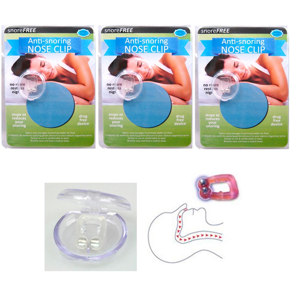 3 Stop Snore Free Anti Snoring Nose Clip Sleep Aid Guard Night Device ...