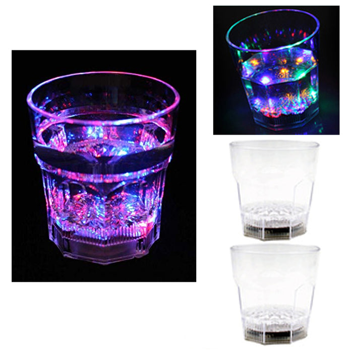 2 Multi Color Flashing LED Light Up Shot Glasses Drink Tumbler Cup Bar ...