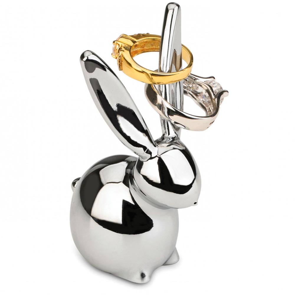 Umbra Zoola Bunny Rabit Ring Holder Chrome Jewelry Display Stand Organ ...