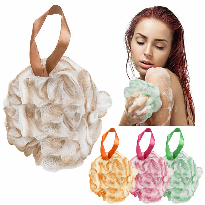 6 Pc Body Scrubber Bath Sponges Exfoliating Shower Puff Mesh Ball Loof ...
