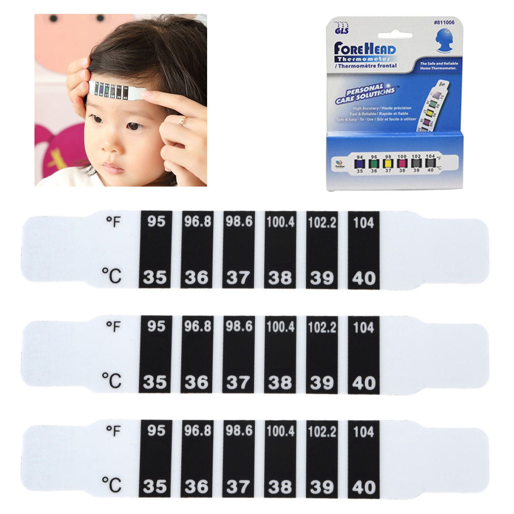 3 Forehead Head Thermometer Strip Baby Kids Reusable Fever Body Temper ...