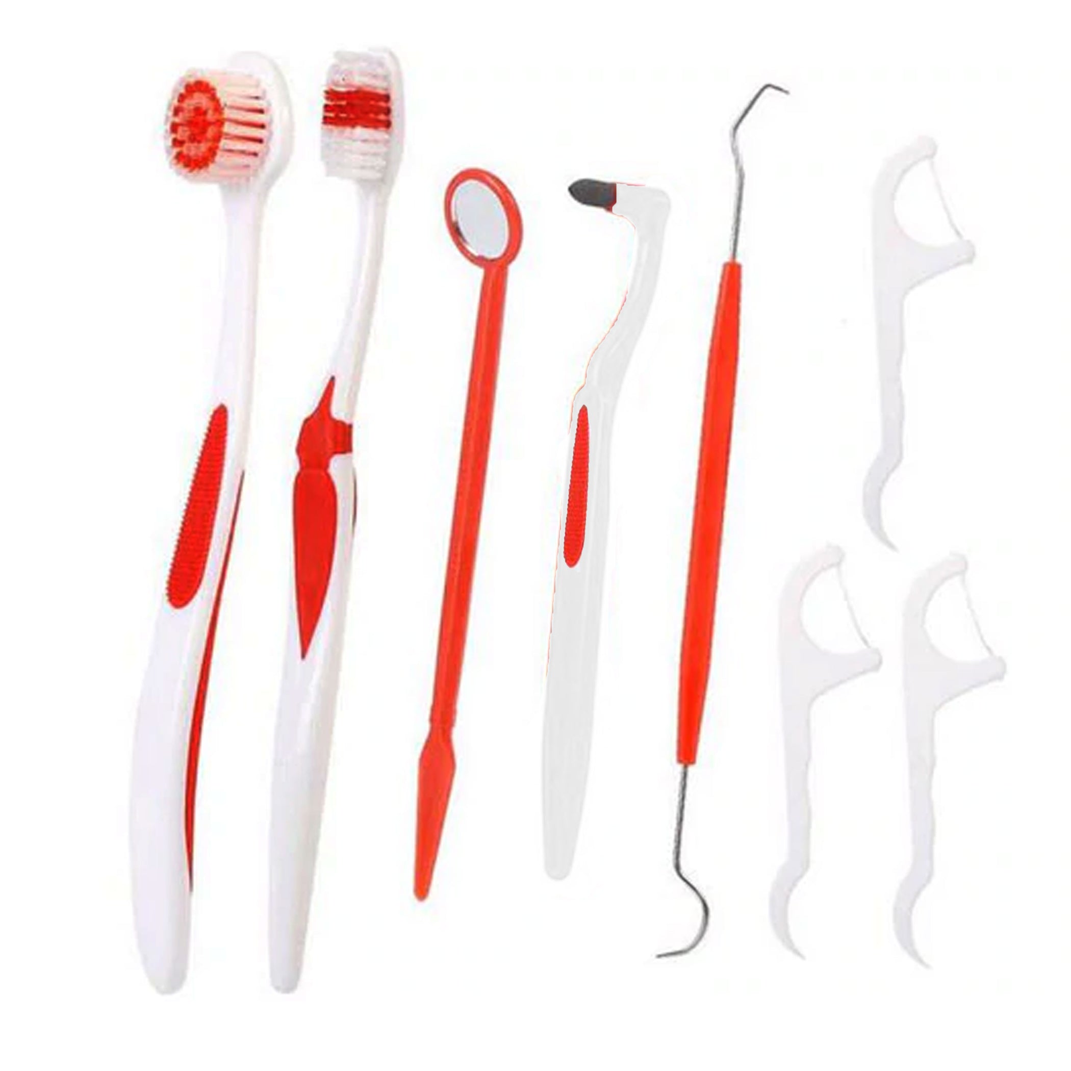 8 Piece Dental Care Tooth Brush Kit Floss Stain Tongue Picks Teeth Den ...