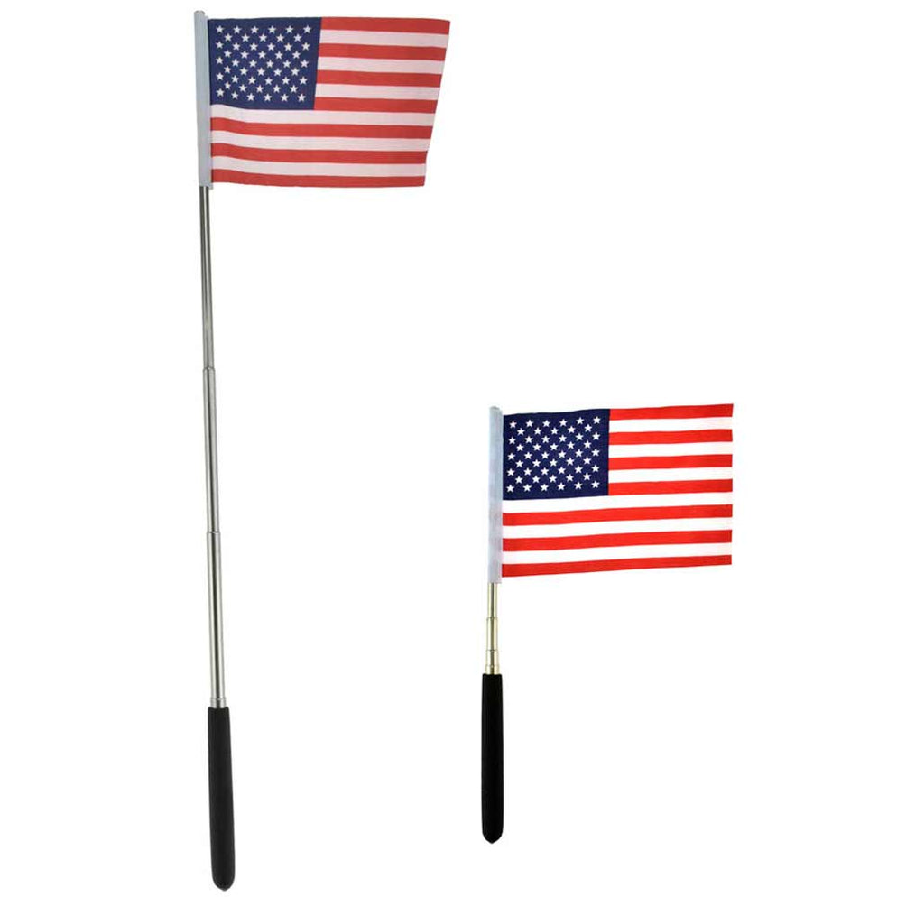 American Flag Mini Telescopic Extendable 20" Metal Stick Pole Souvenir ...