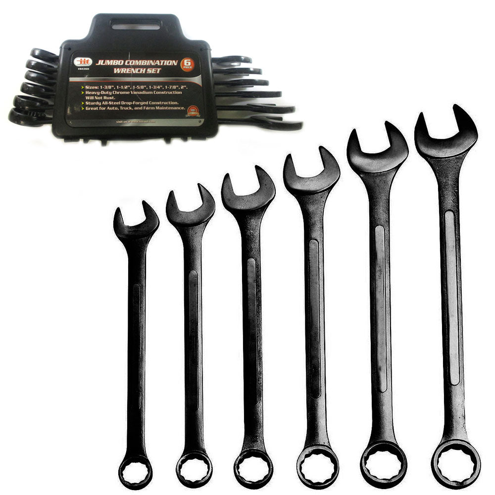 6 Pc Wrench Set Jumbo Combination Huge Large Metric Big Tools Heavy Du ...