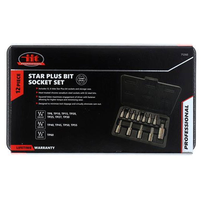 12 Pc 6 Point Star Lobe Torx Star Plus Bit Socket Set Tamper Proof Sec ...