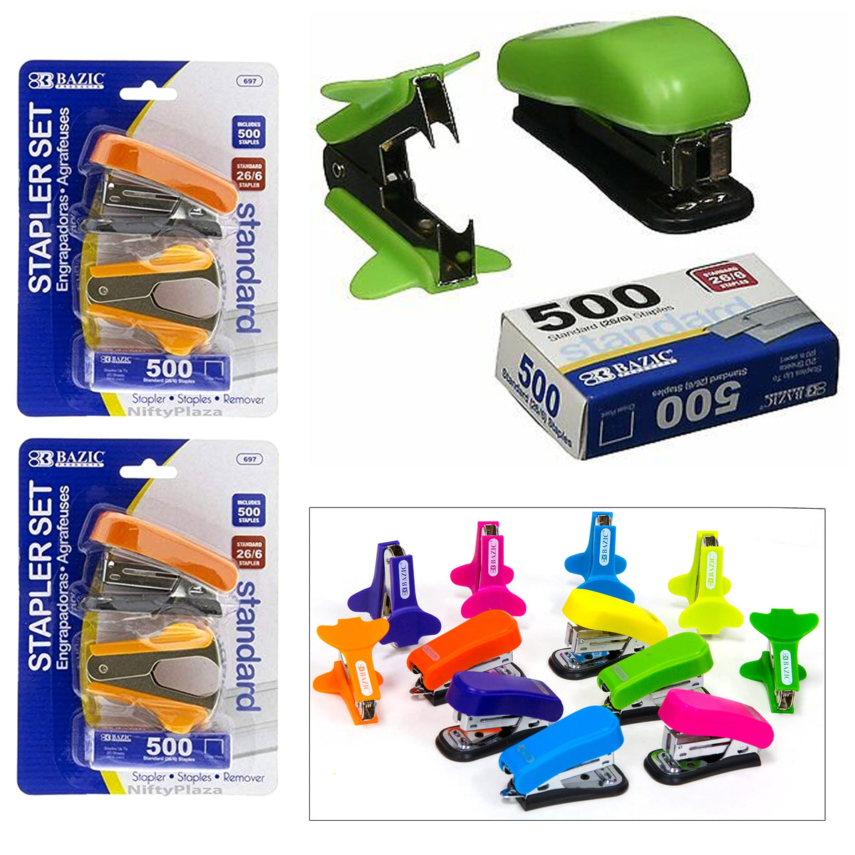2 Sets BAZIC Fancy Stapler Refill Staples Remover Paper Office Desktop ...