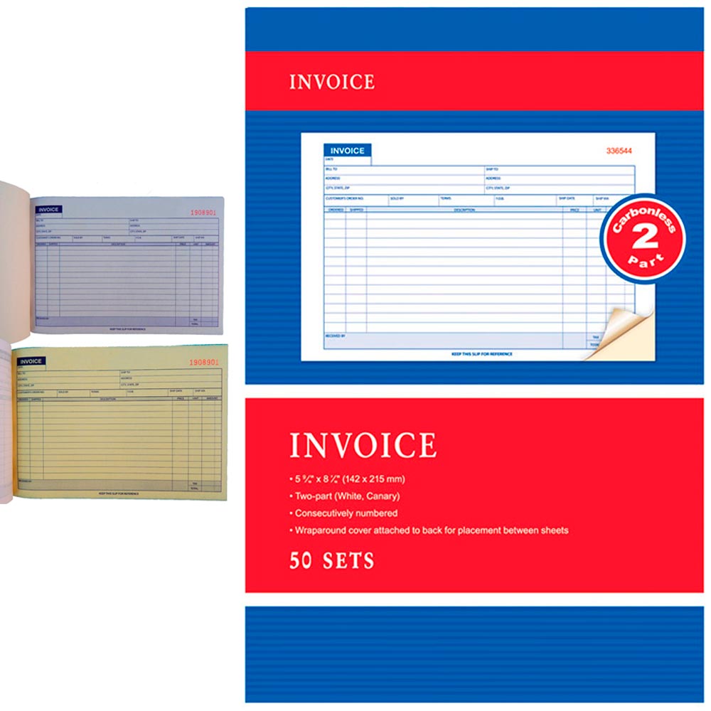 Carbonless Invoice Receipt Record Book 2 Part 50 Sets Duplicate Receip ...