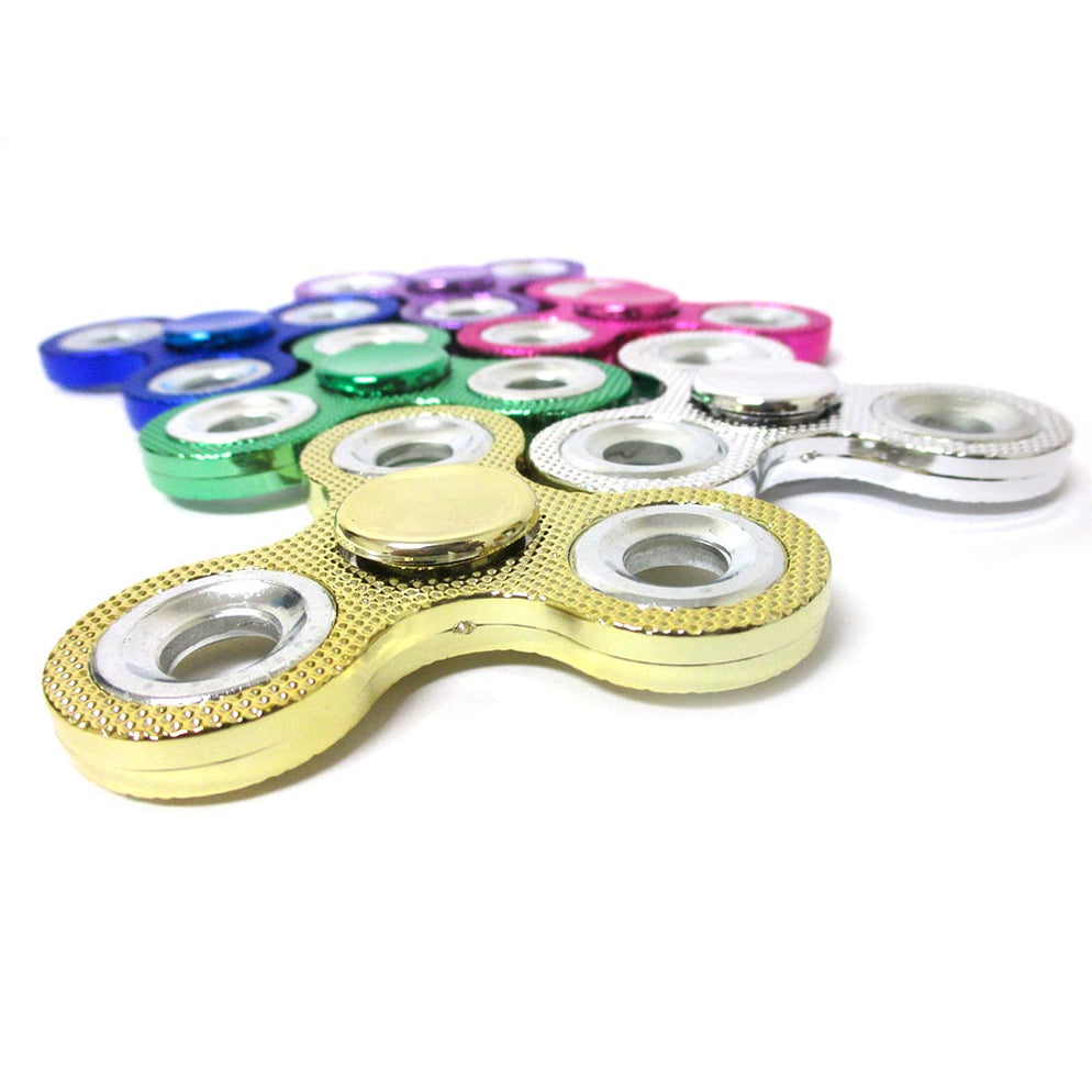 3 Gyro Finger Tri-Spinner Fidget Spinner Metallic Toy Bling EDC Hand F ...